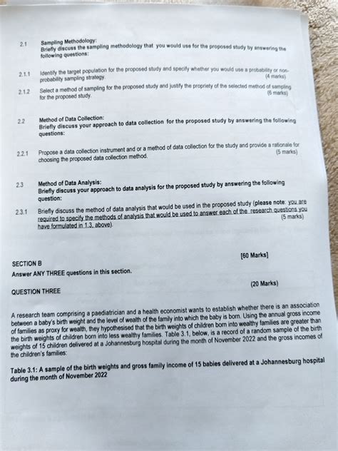 Solved 2 1 Sampling Methodology Briefly Discuss The