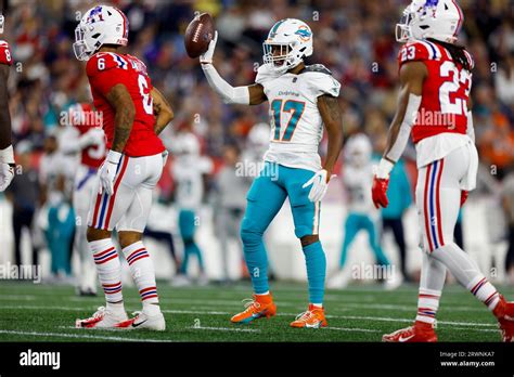 Miami Dolphins Wide Receiver Jaylen Waddle 17 Reacts During The First Half Of An Nfl Football