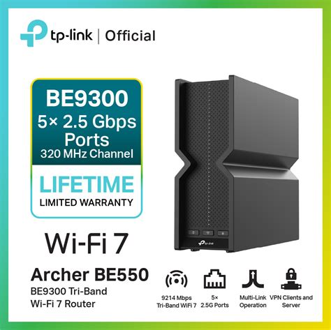 TP Link Archer BE550 BE9300 Tri Band Wi Fi 7 Router ความเรวสงสด 9214 Mbps และ 2 5 Gbps Ports