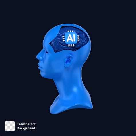 Premium Psd 3d Icon Of A Human Head With An Ai Chip Implanted To Its Brain