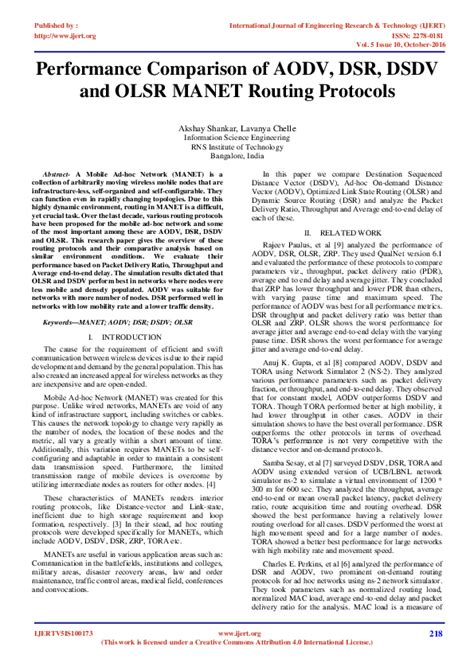 Pdf Ijert Performance Comparison Of Aodv Dsr Dsdv And Olsr Manet