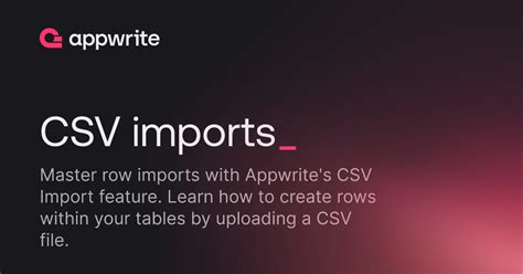 Csv Imports Docs Appwrite