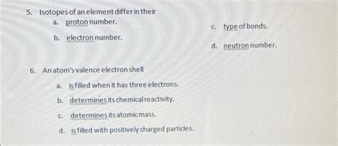 solved 5 isotopes of an element differ in their a proton