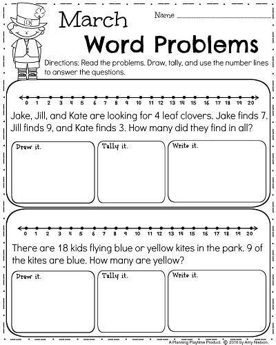 March First Grade Worksheets Planning Playtime