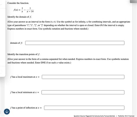 Solved Consider The Function F X 1x 1x 14identify The