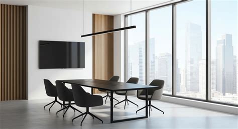 Modern Liminal Office Meeting Room With City View And Sleek Furniture