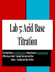 Acid Base Titration Lab PH Testing Methods Standardization Course Hero