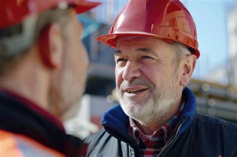 Premium Photo Mature Engineer Discusses Building Structure With