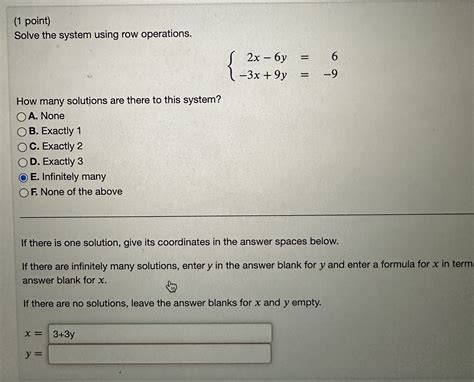 Point Solve The System Using Row Operations Chegg