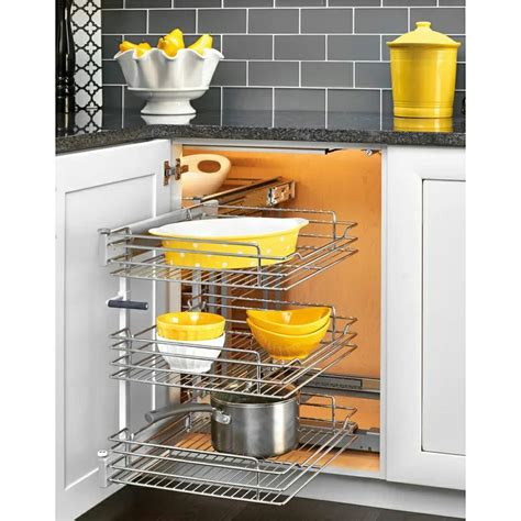 REV A SHELF Three Tier Organizer With Soft Close Chrome Rev A Shelf PSP SC CR