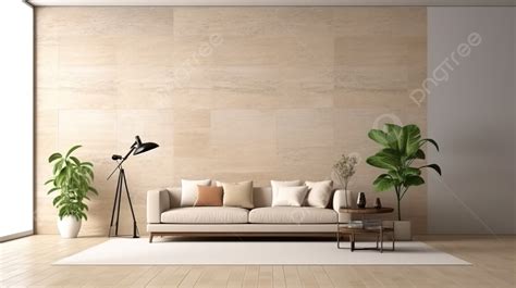 Contemporary Home Living Room With Empty Wall Space A 3d Rendering Of