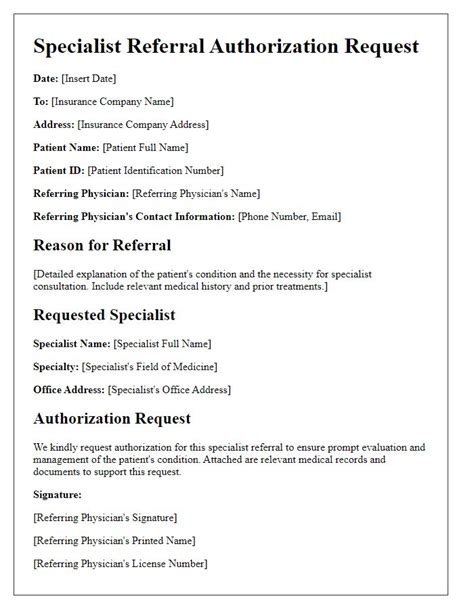 Letter Template For Specialist Referral Authorization Letter Free