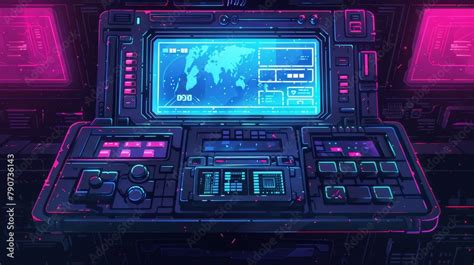 graphic illustration of a retro computer interface with a glitch effect