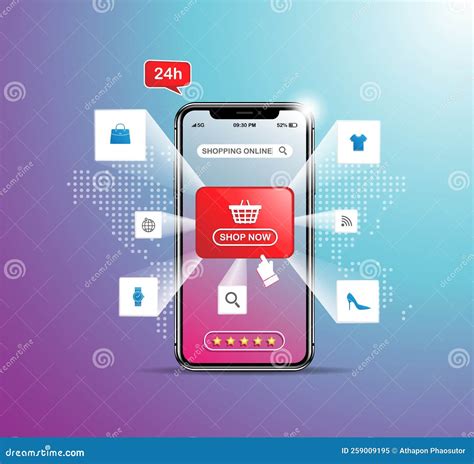 Online Shopping Design Mobile App Concept Stock Vector Illustration