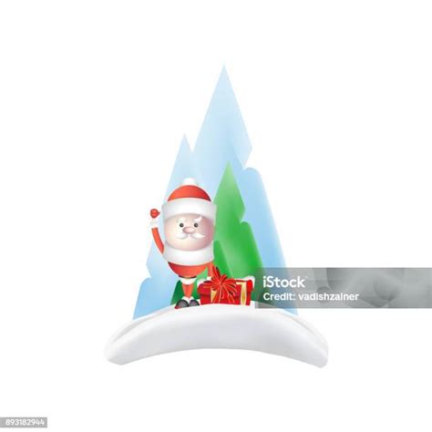 만화 캐릭터 산타 클로스 산과 크리스마스 트리 배경 흰색 배경에 고립 이다 크리스마스와 새 해에 대 한 벡터 0명에 대한 스톡 벡터 아트 및 기타 이미지 Istock