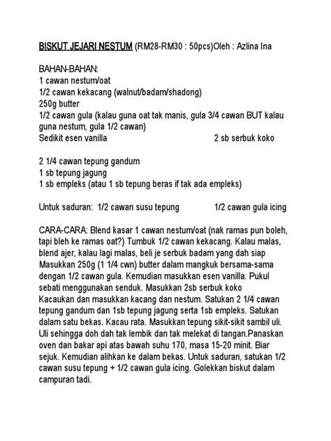 Biskut Jejari Nestum Pdf