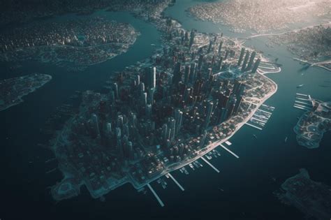 Premium AI Image A Digital Rendering Of A City With A City In The Background