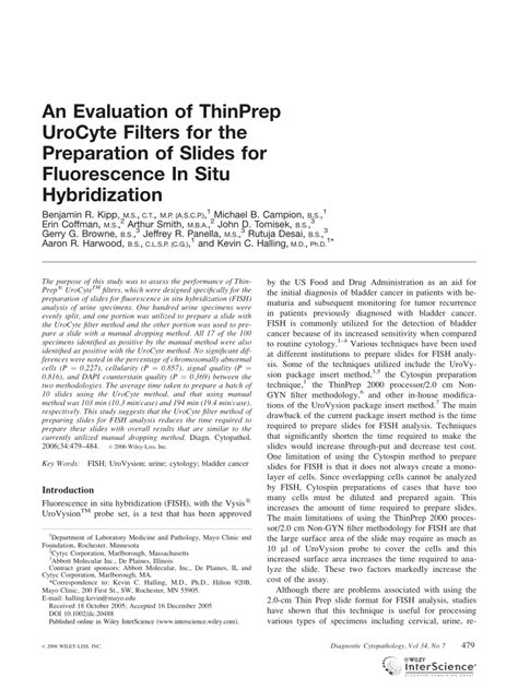 Pdf An Evaluation Of Thinprep Urocyte Filters For The Preparation Of Slides For Fluorescence Pdf An Evaluation Of Thinprep Urocyte Filters For The Preparation Of Slides For Fluorescence