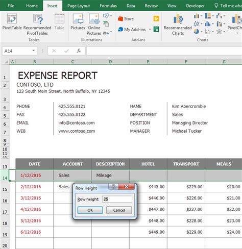 Format Row Height And Column Width In Excel 2016 การปรับขนาดความสูง