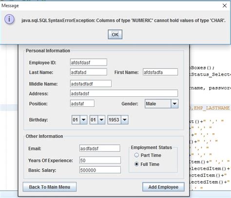 Java Jdbc Derby Insert Query Fails With Sqlsyntaxerrorexception