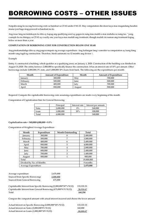 Far Handout Borrowing Costs Borrowing Costs Other Issues