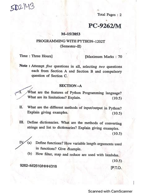 Python Previous Year Papers Pdf