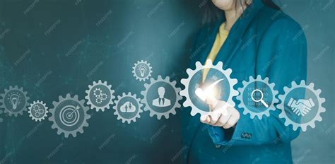 Premium Photo Business Process Management And Automation With Person Validating Document In