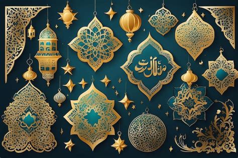 Premium Photo Decorative Objects In Islam Vector Ornaments For The Month Of Ramadan Or Eid Alfitr