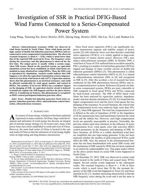 Pdf Investigation Of Ssr In Practical Dfig Based Wind Farms Connected