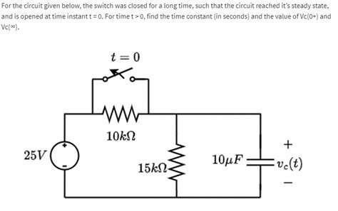 solved for the circuit given below the switch was closed