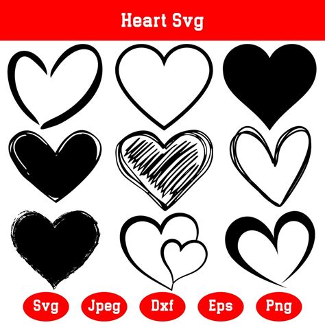Heart Svg Bundle Heart Svg Heart Clipart Love Svg Doodle Heart Svg