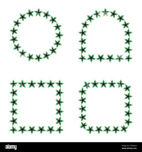 Set of floral frames with green leaves. Vector illustration for your design Stock Vector Image ...