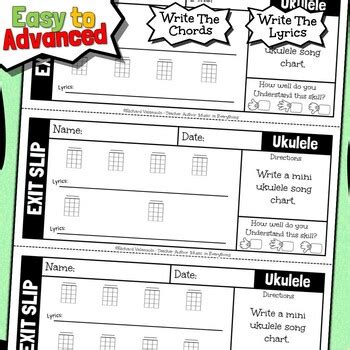 Ukulele Song Chart Composition Exit Tickets By Music In Everything