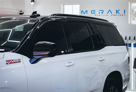Gloss Black Tuxedo Wrap Chevy Tahoe Meraki Modify Restyle Protect