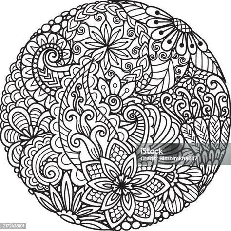 플로럴 서클 만다라 낙서 인쇄 조각 성인 색칠 공부 책 종이 절단 등 벡터 일러스트 레이 션 배경 주제에 대한 스톡 벡터 아트 및 기타 이미지 Istock