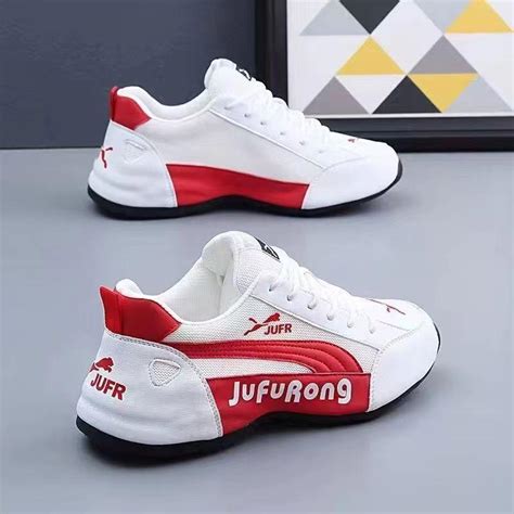 Cheap Unisex White Sneakers Breathable Lightweight Lace Up Running