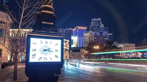 Light Square Building Park Night Transport Traffic View Clock Powerpoint Background For Free