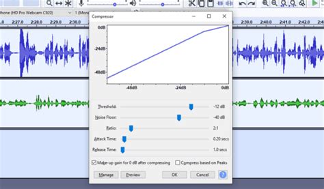 audacity compressor settings for podcast