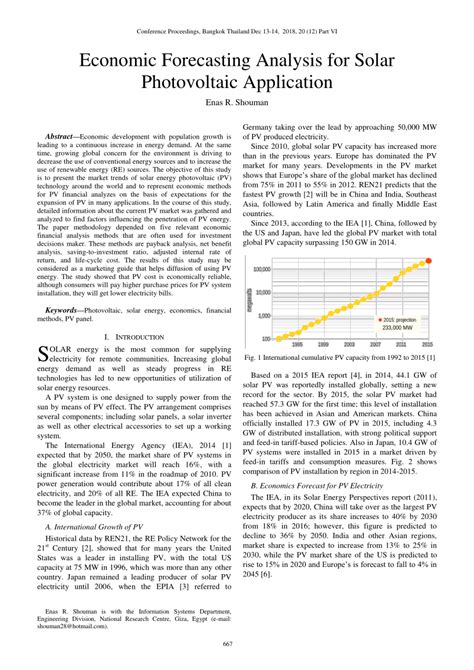 PDF Economic Forecasting Analysis For Solar Photovoltaic Application