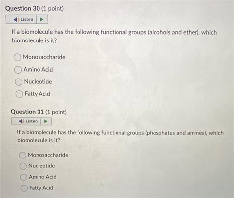 Solved If a biomolecule has the following functional groups | Chegg.com