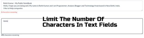Limit Number Of Characters Allowed In Form Textarea Input Field With Counter Check Counter