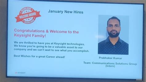 Prabhakar Kumar On Linkedin Keysightintern Intern Keysight Firstday 22 Comments
