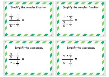 Simplify The Complex Fraction Task Cards By Freedom Education