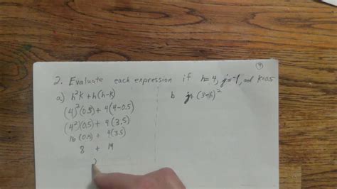 Algebra 2 Expressions And Formulas Example 2 Youtube