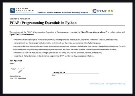 Nav Agarwal On Linkedin Python Programming Certification Continuouslearning Openedg