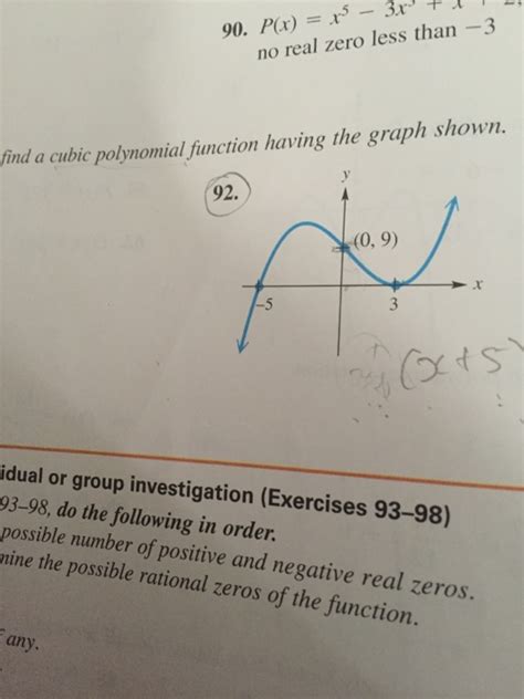 solved find a cubic polynomial function having the graph