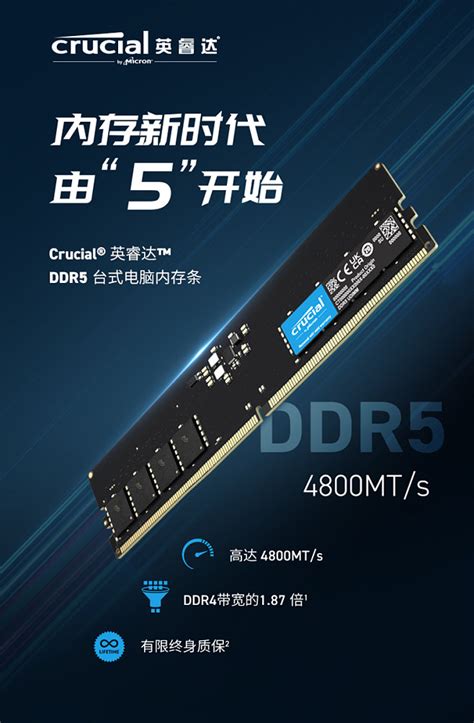 英睿达官方正品4800 ddr5内存条16g 32g台式机美光颗粒游戏条 天猫