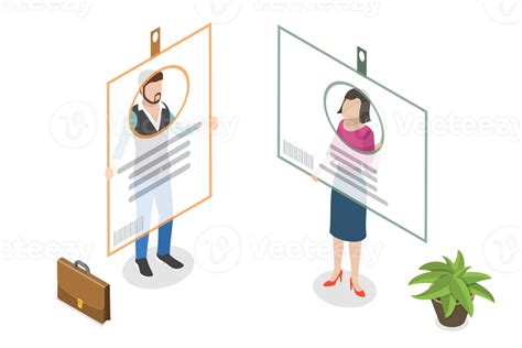 3d Isometric Flat Conceptual Illustration Of Identification Badge 46585599 Png