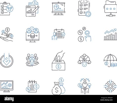 Financial Analysis Line Icons Collection Forecasting Risk Management