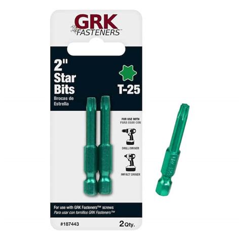 Grk Fasteners T 25 2 In Steel Star Bits 2 Per Pack 772691874436